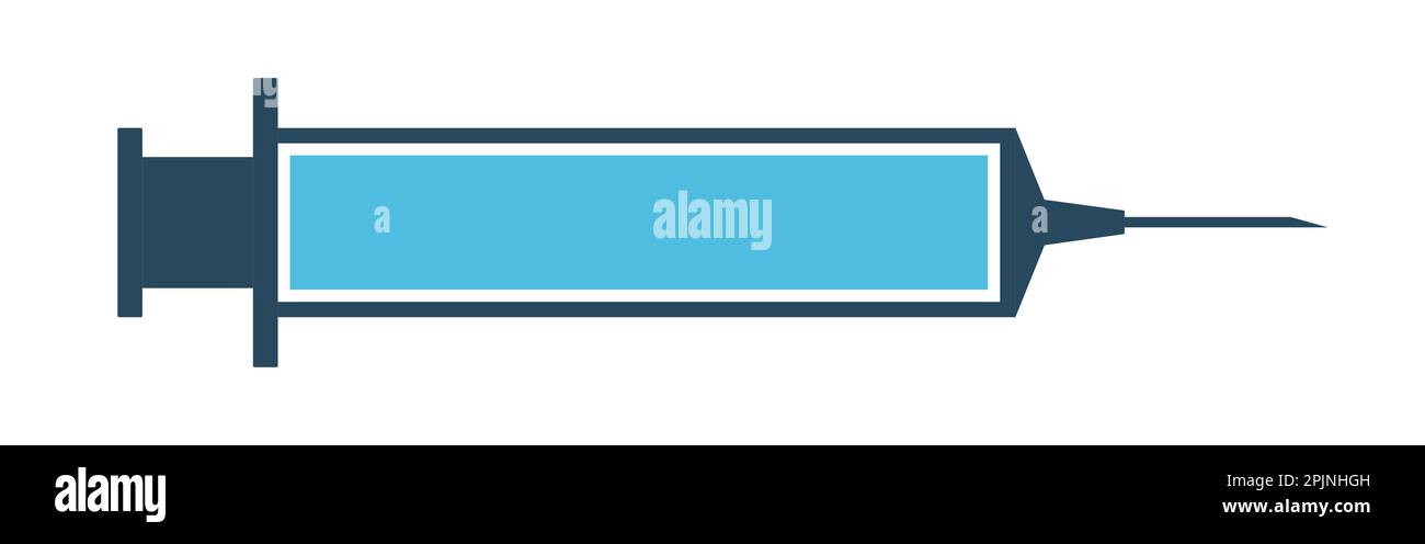 Syringe icon with blue vaccine. Syringe with injection. Syringe symbol ...