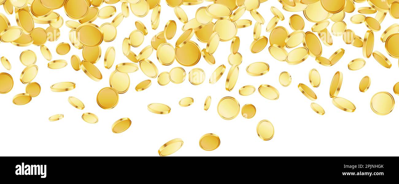 Falling coins background. Casino jackpot or win concept. Cash fall ...