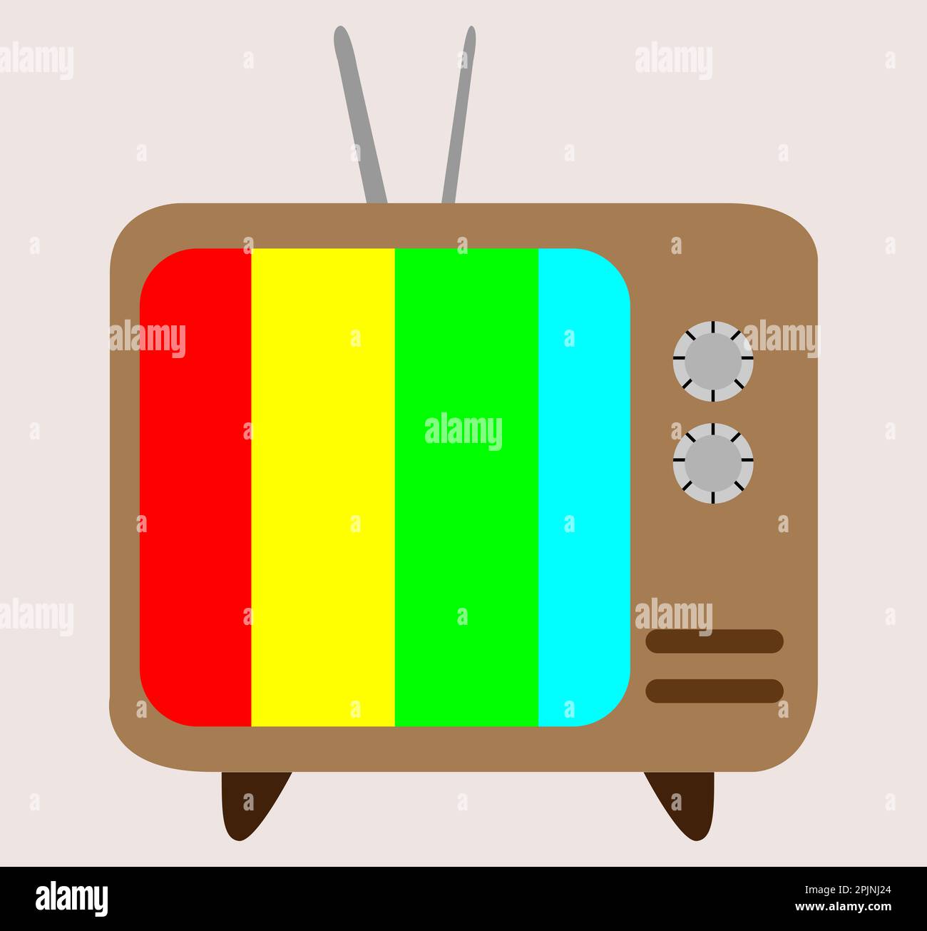 An old television, old color tv, television illustration, tv icon and ...