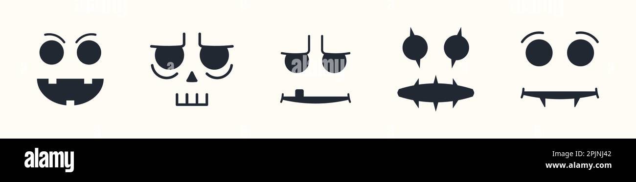 Halloween monster faces. Halloween stickers. Monster faces like ...