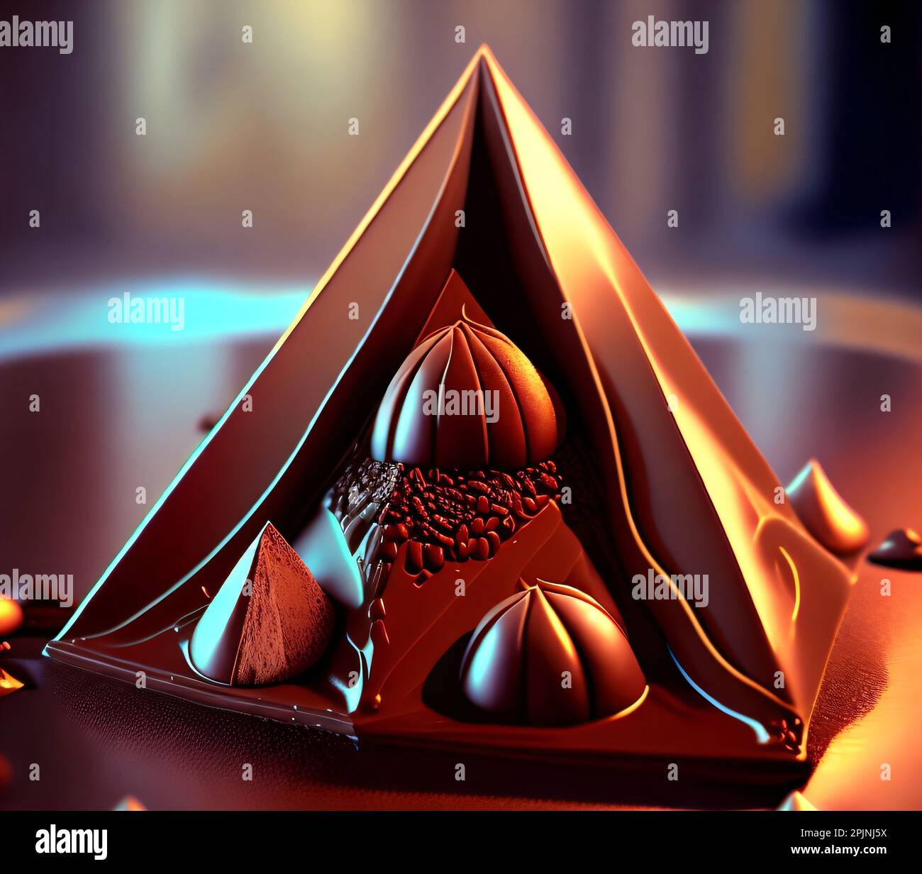chocolate pyramid with bonbons, truffles, sweet food concept Stock ...