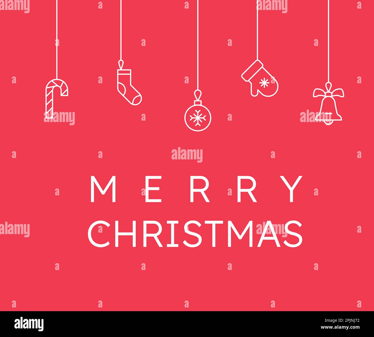 Christmas banner with hanging christmas toys like candy cane, sock ...