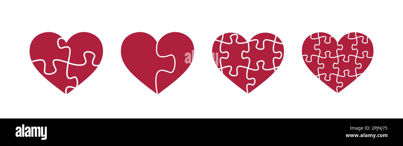 Set of puzzle heart shapes. Puzzle pieces. Valentine day symbol. Jigsaw ...