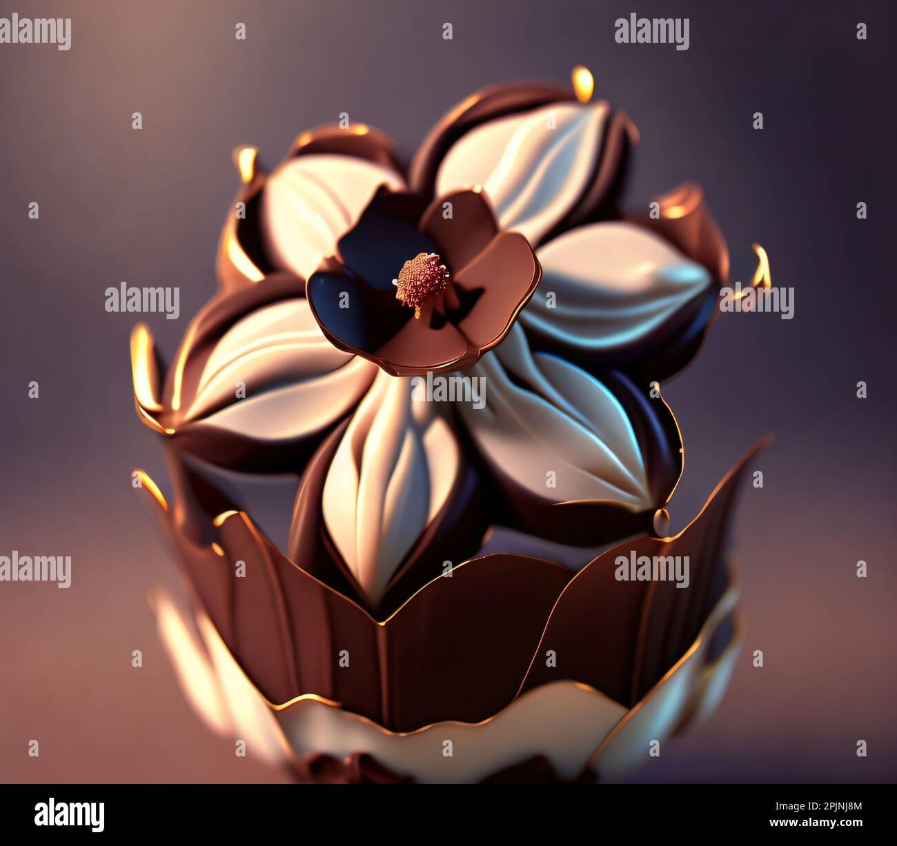 chocolate primrose, flower, spring and sweet food concept Stock Photo ...