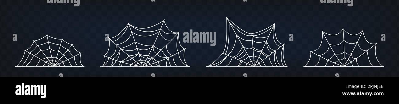 Spider web symbols, realistic spiderweb on black isolated background ...