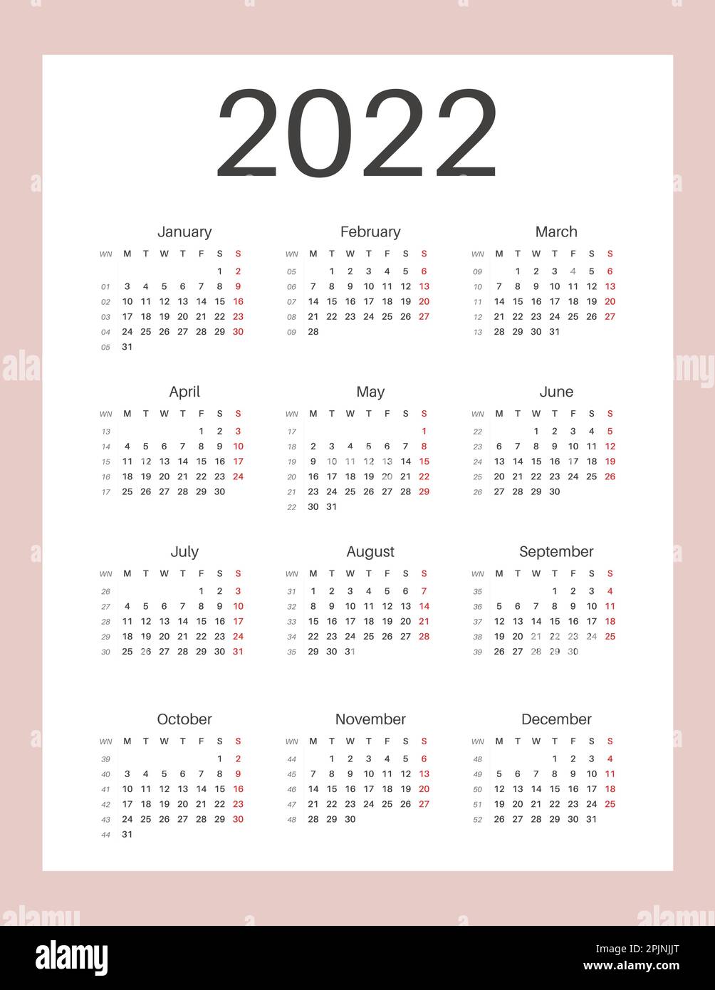 2022 Calendar Printable Portrait