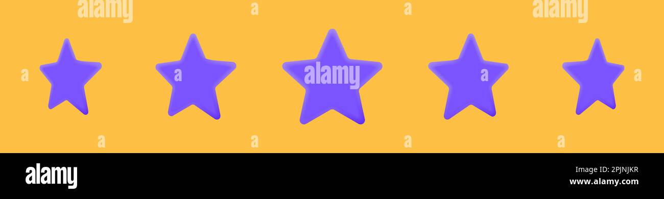 Purple star icon on yellow background. 3d rendering style. Soft ...
