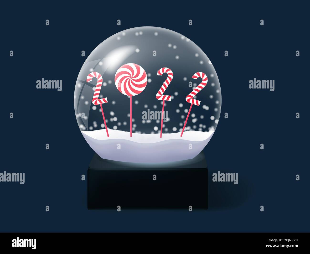 Glass christmas sphere in realistic style. Snow globe with flakes and ...
