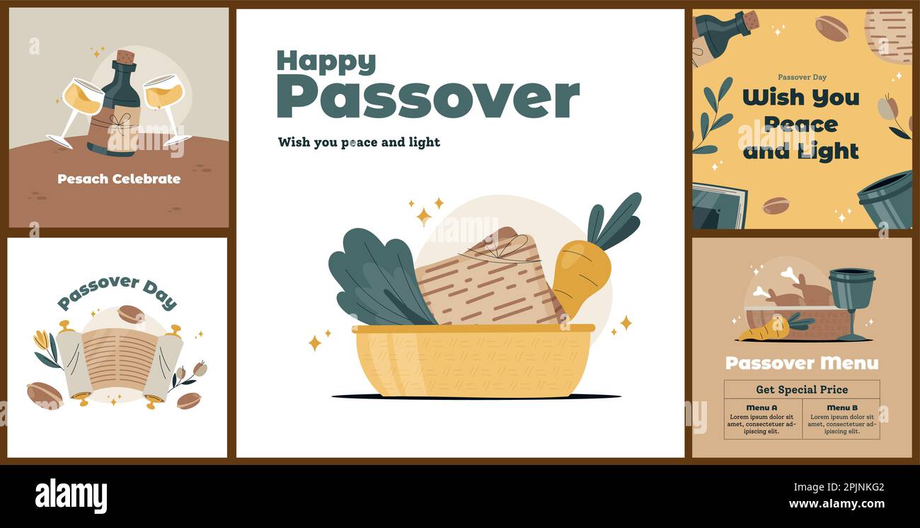 Passover Greeting Card Set Lets Celebrate Seder Pesach Invitation Greeting Card Template Or