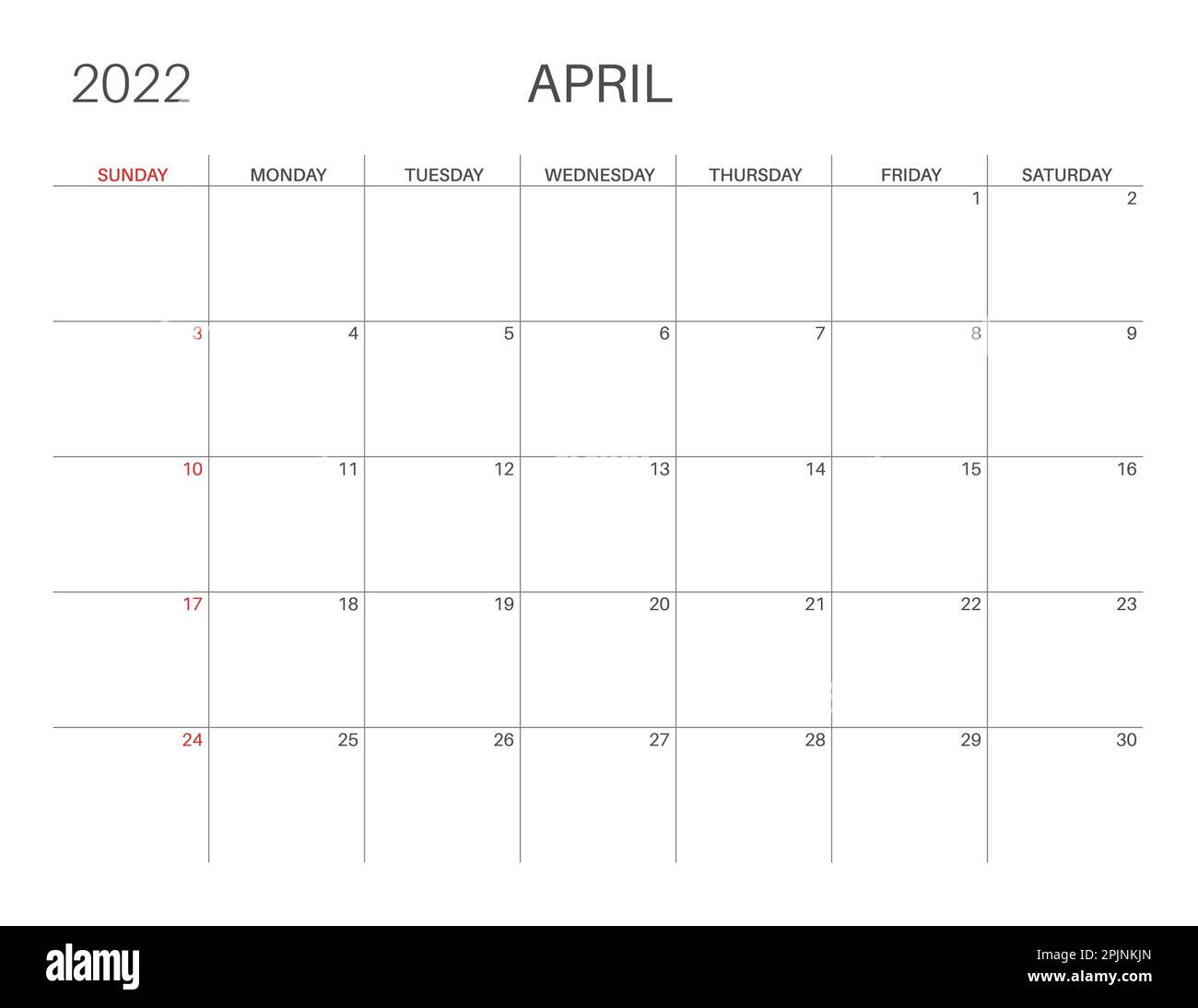 Calendar 2022. April month. Monday week start. Printable calendar ...