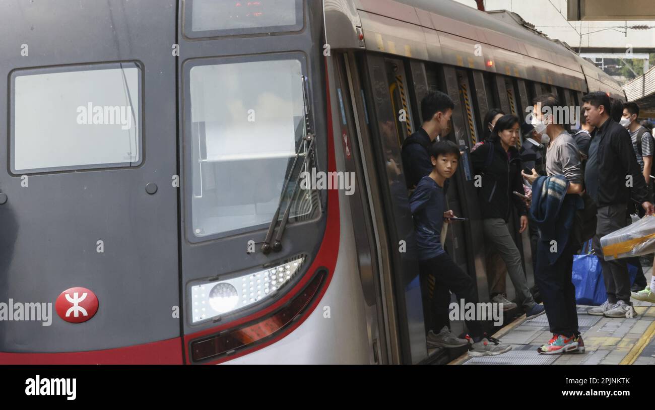 MTR trains seen at the MTR station. Hong Kong MTR Corporation (MTRC) is ...