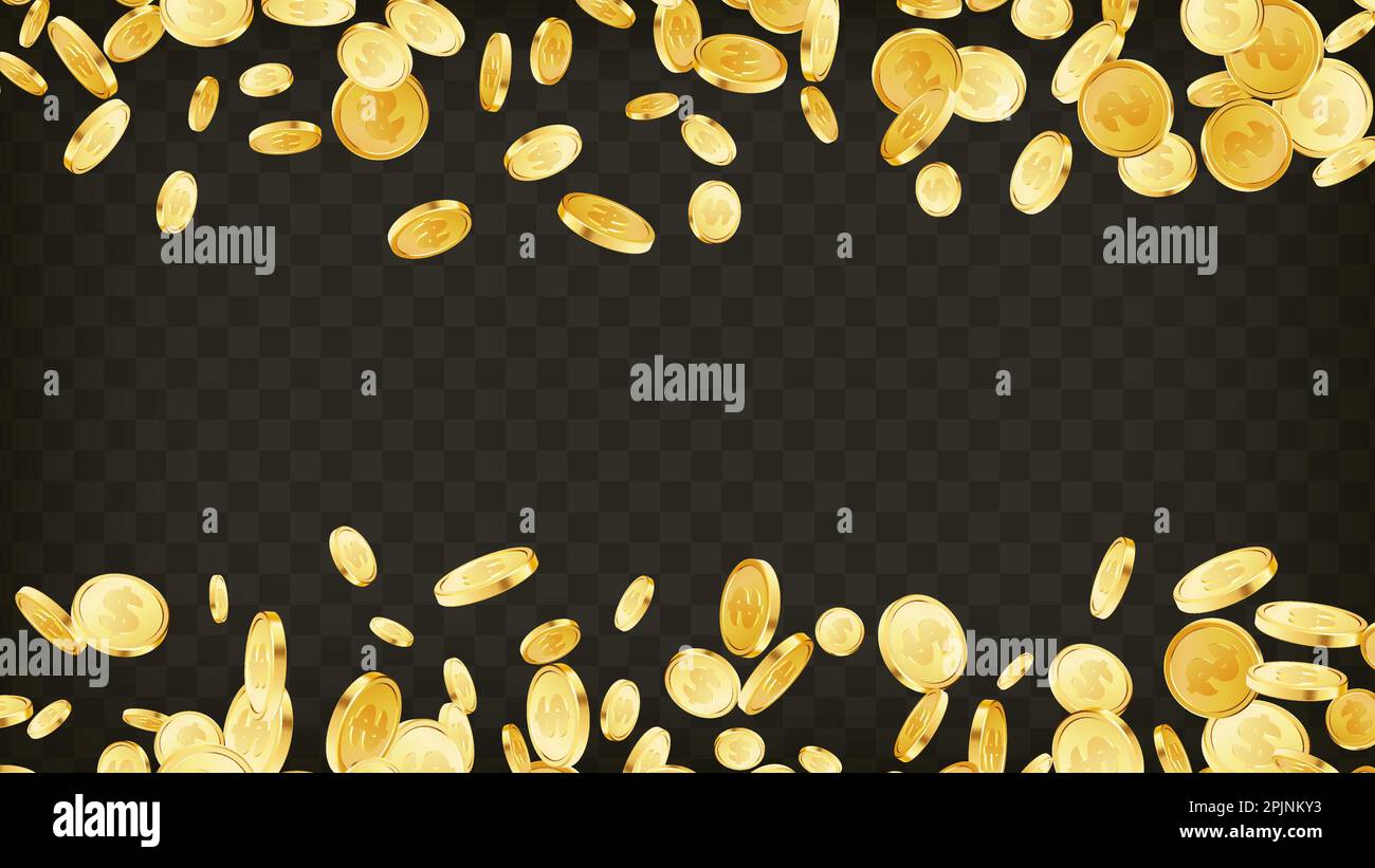 Falling coins background. Casino jackpot or win concept. Cash fall ...