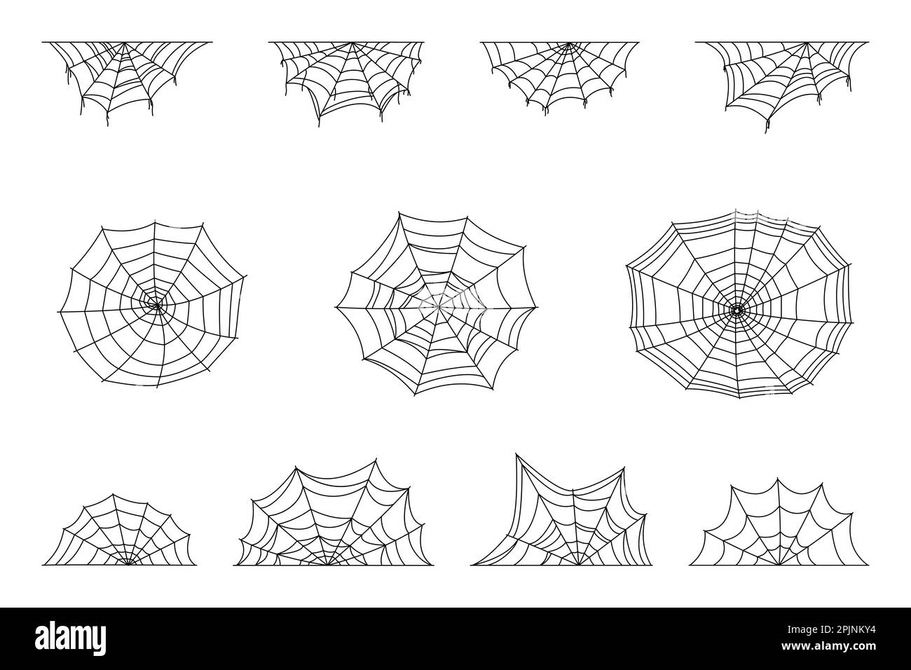 Set of spider web symbols, realistic spiderweb. Applicable as halloween ...