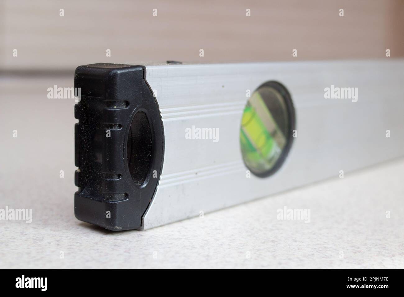 measure the level up close-up tool builder Spirit level tool Stock ...