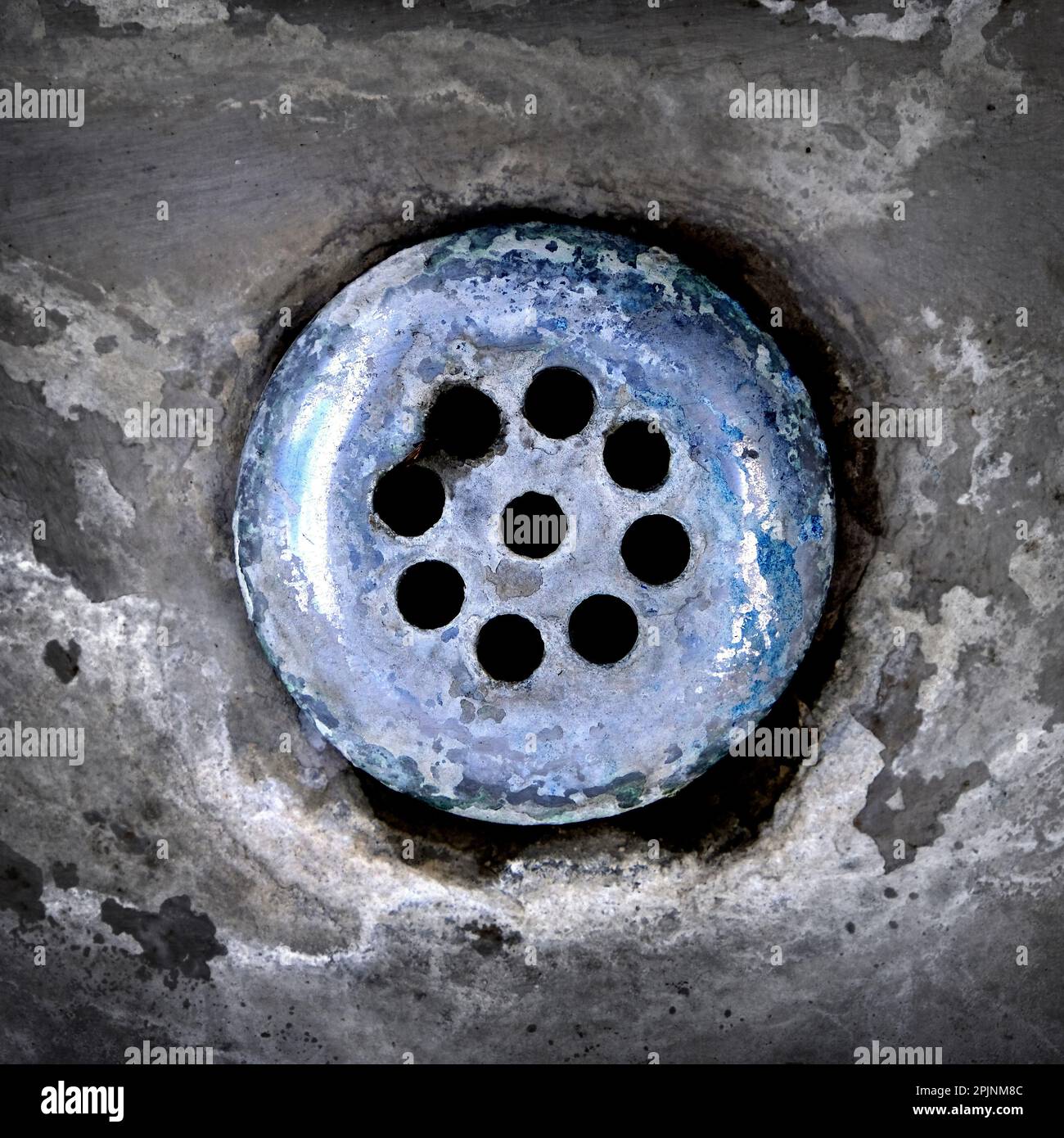 Old weathered and stained drain in sink hard water texture Stock Photo ...