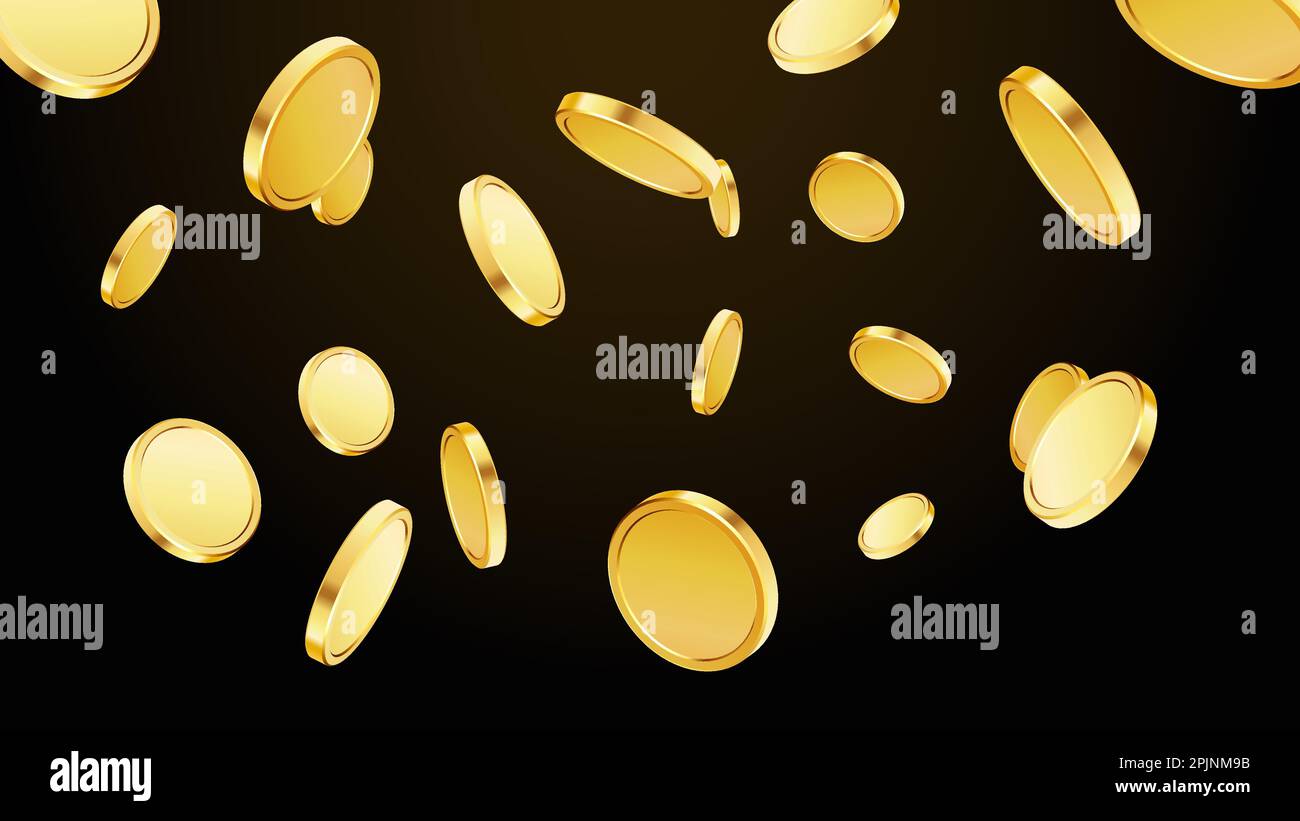 Gold falling coins. Coins rain. Gambling game, casino 3d golden cash ...