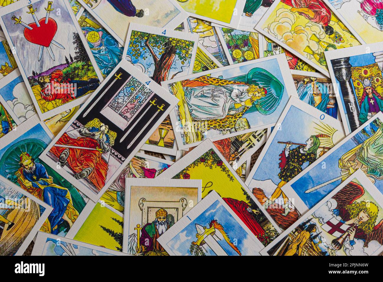 Background with pile of the tarot cards, the major arcana deck. Fortune ...