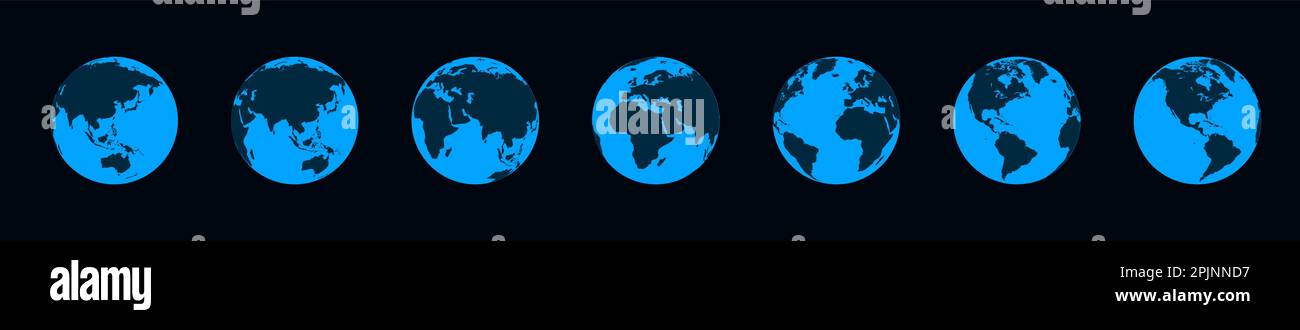 Set of earth globes. Globe planet. 3d rendering. Blue planet model ...