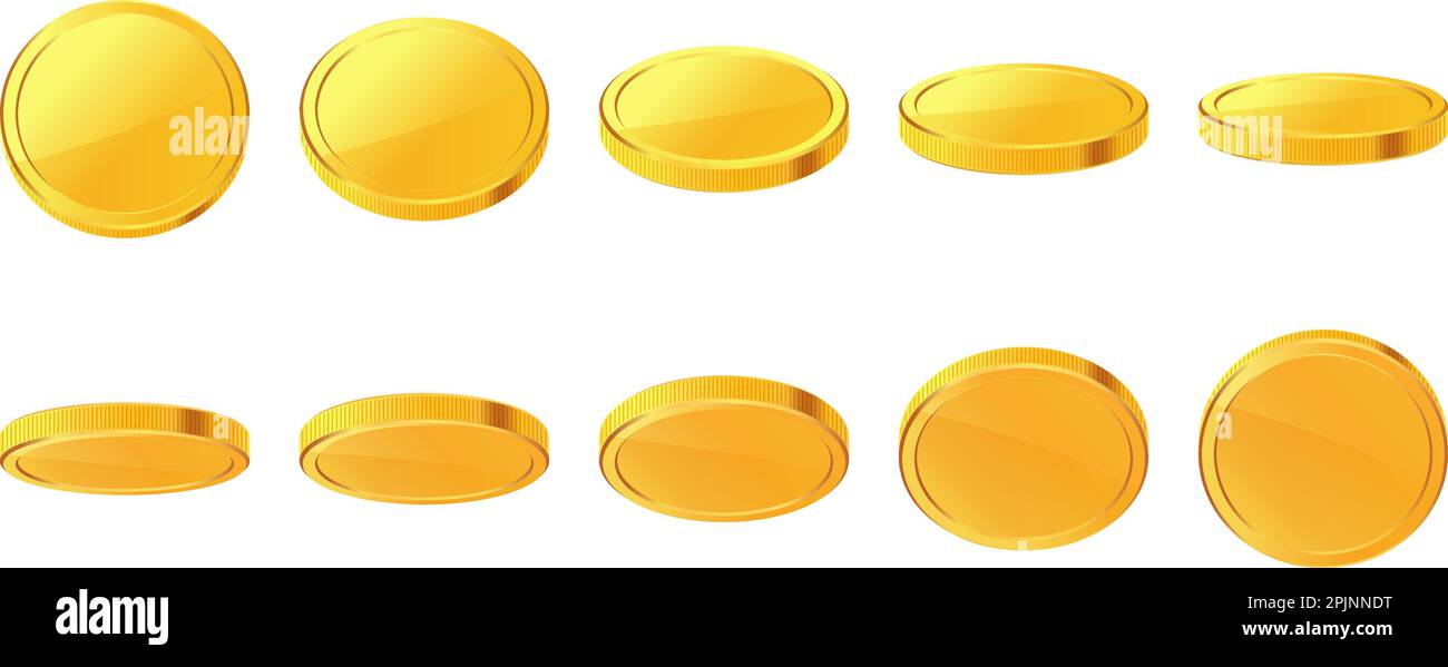 Set of rotating gold coins. Golden money set. Applicable for gambling ...