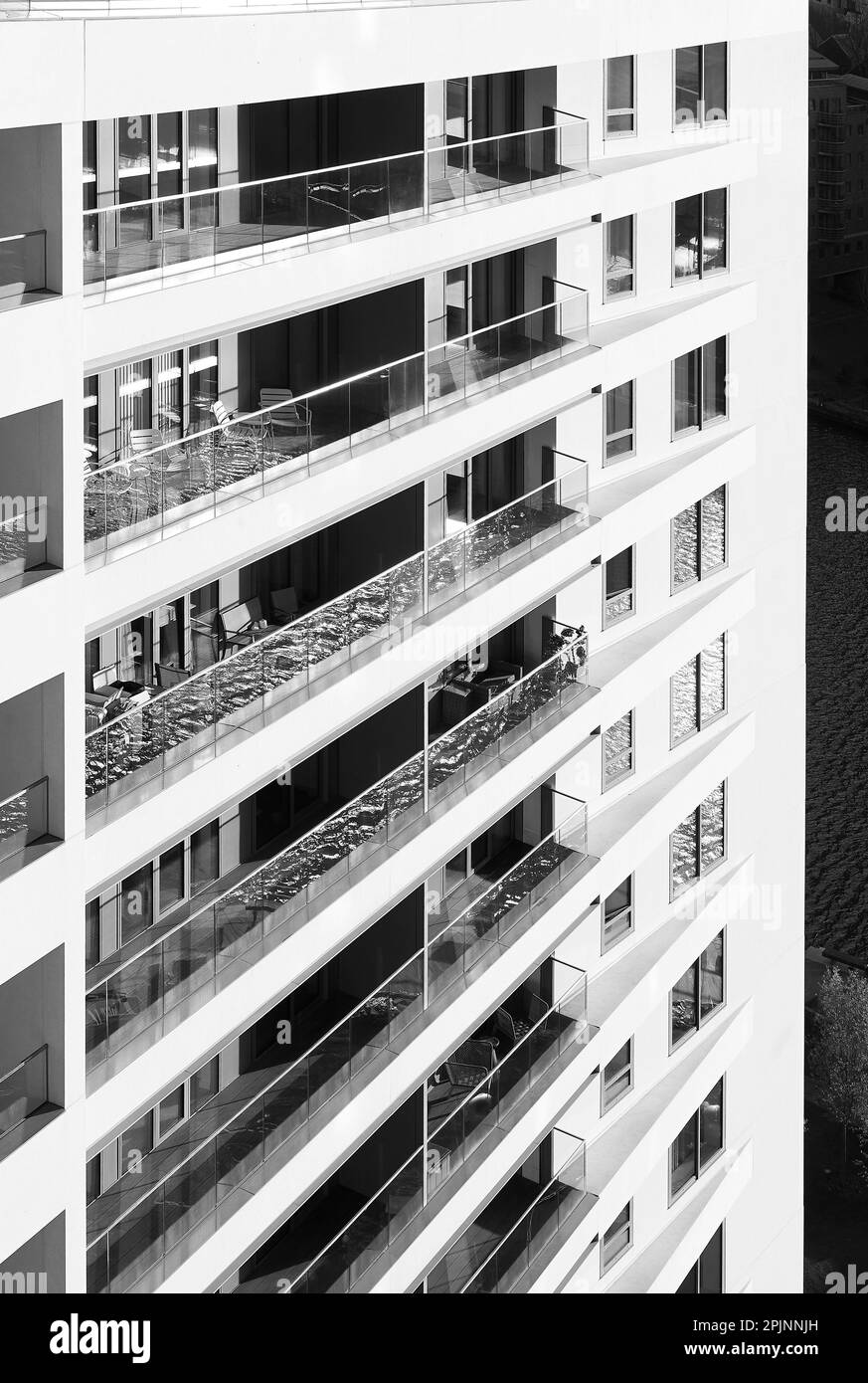 Facade detail in black & white. Wood Wharf, London, United Kingdom ...