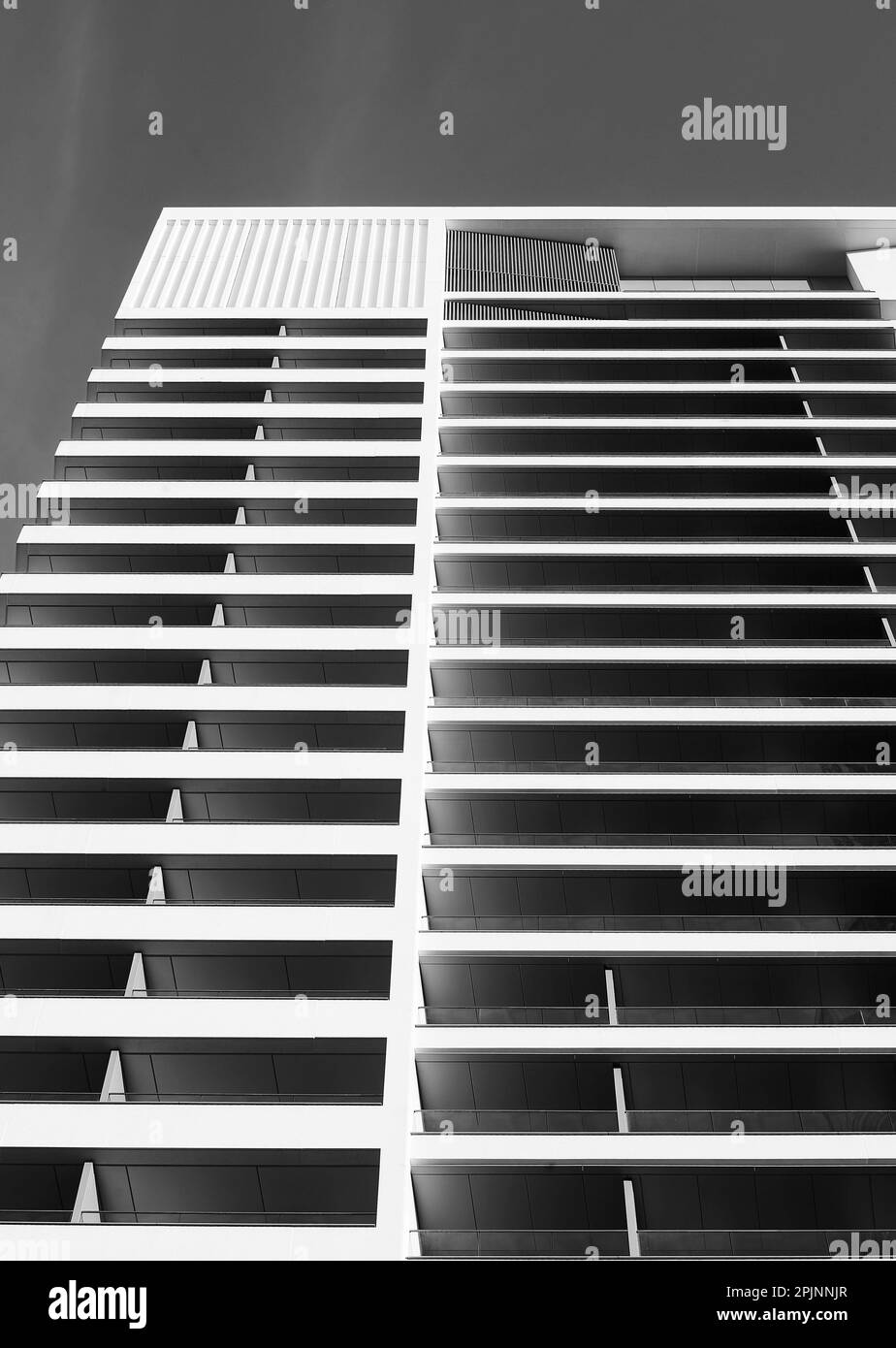 Facade detail in black & white. Wood Wharf, London, United Kingdom ...