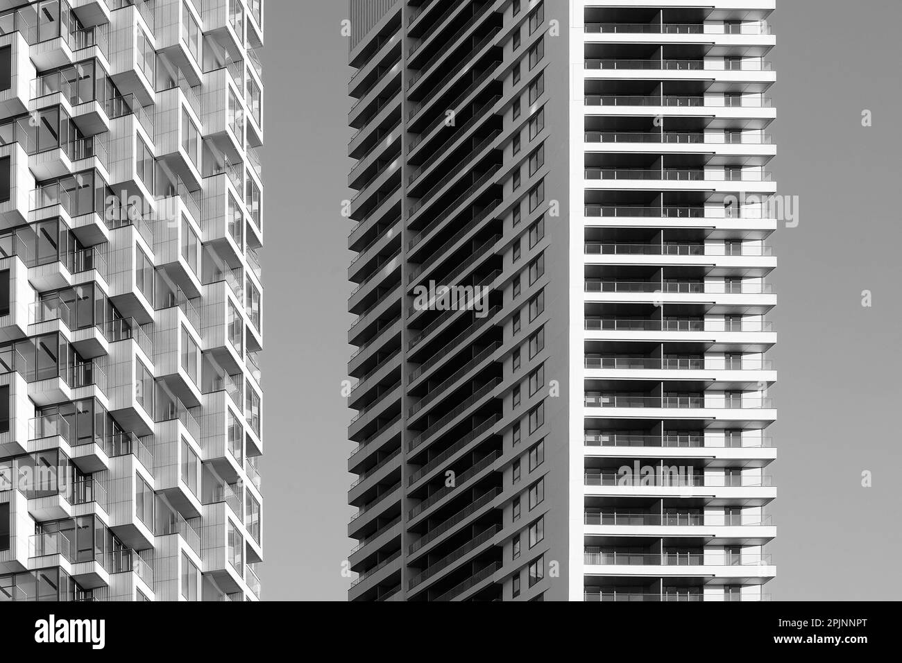 Facade detail in black & white. Wood Wharf, London, United Kingdom ...