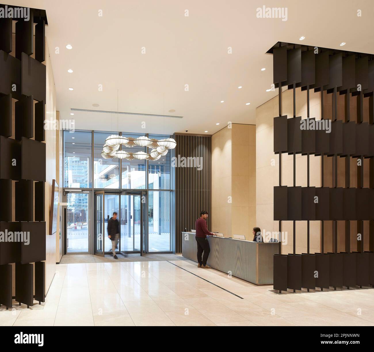 Entrance foyer with reception. Wood Wharf, London, United Kingdom ...