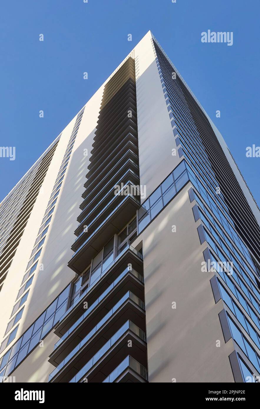 Facade detail from below. Wood Wharf, London, United Kingdom. Architect ...