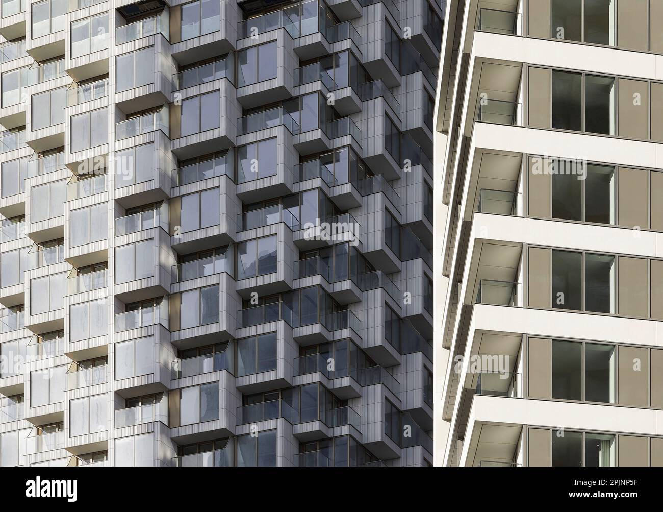 Juxtaposition of facades. Wood Wharf, London, United Kingdom. Architect ...