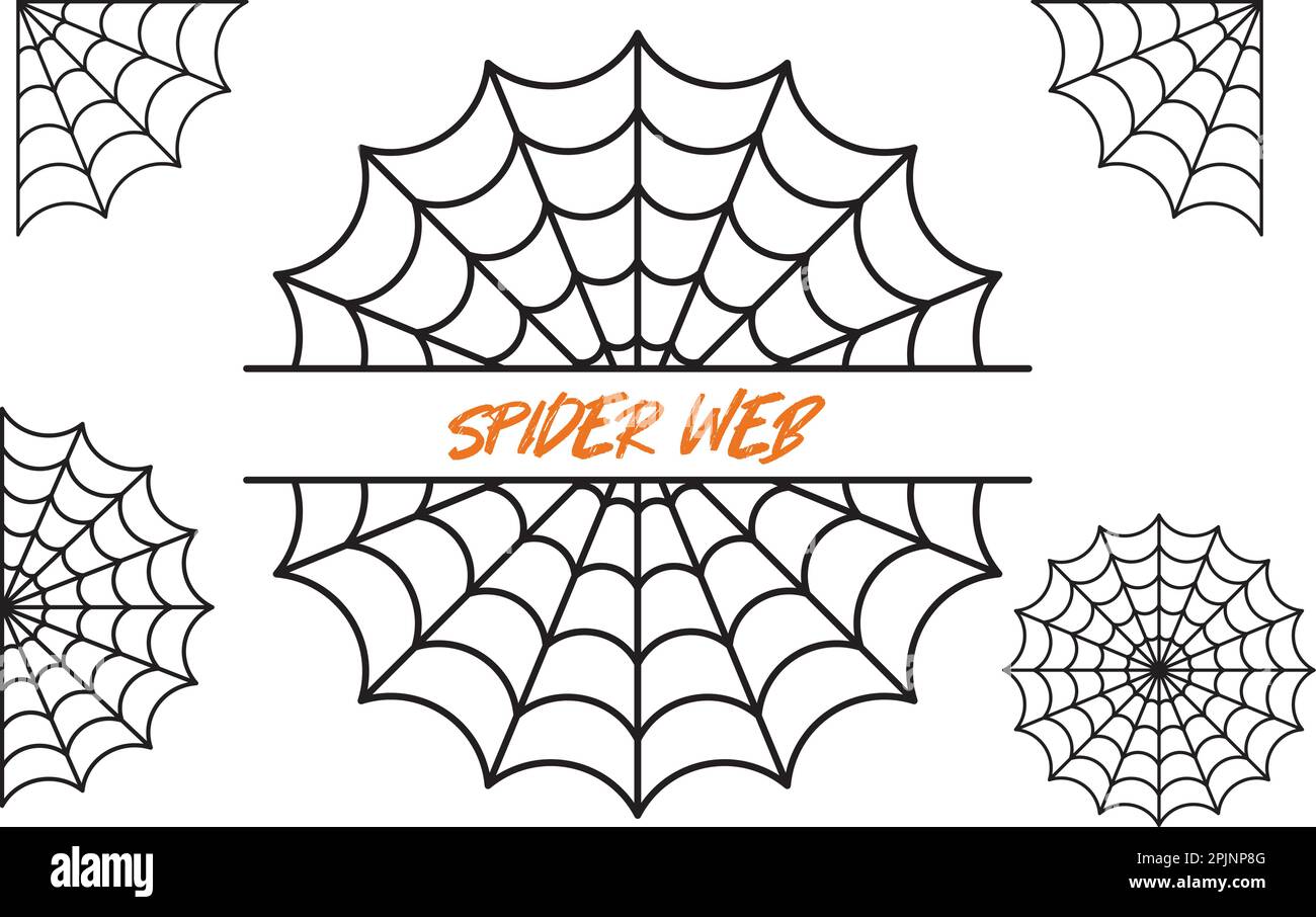 Set of spider web symbols, spiderweb split name frame. Applicable as ...