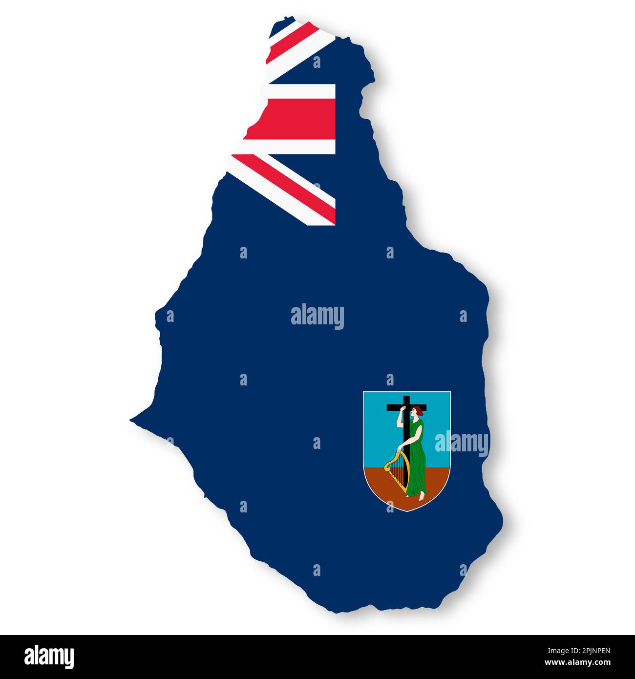 Montserrat flag map on white background with clipping path 3d ...