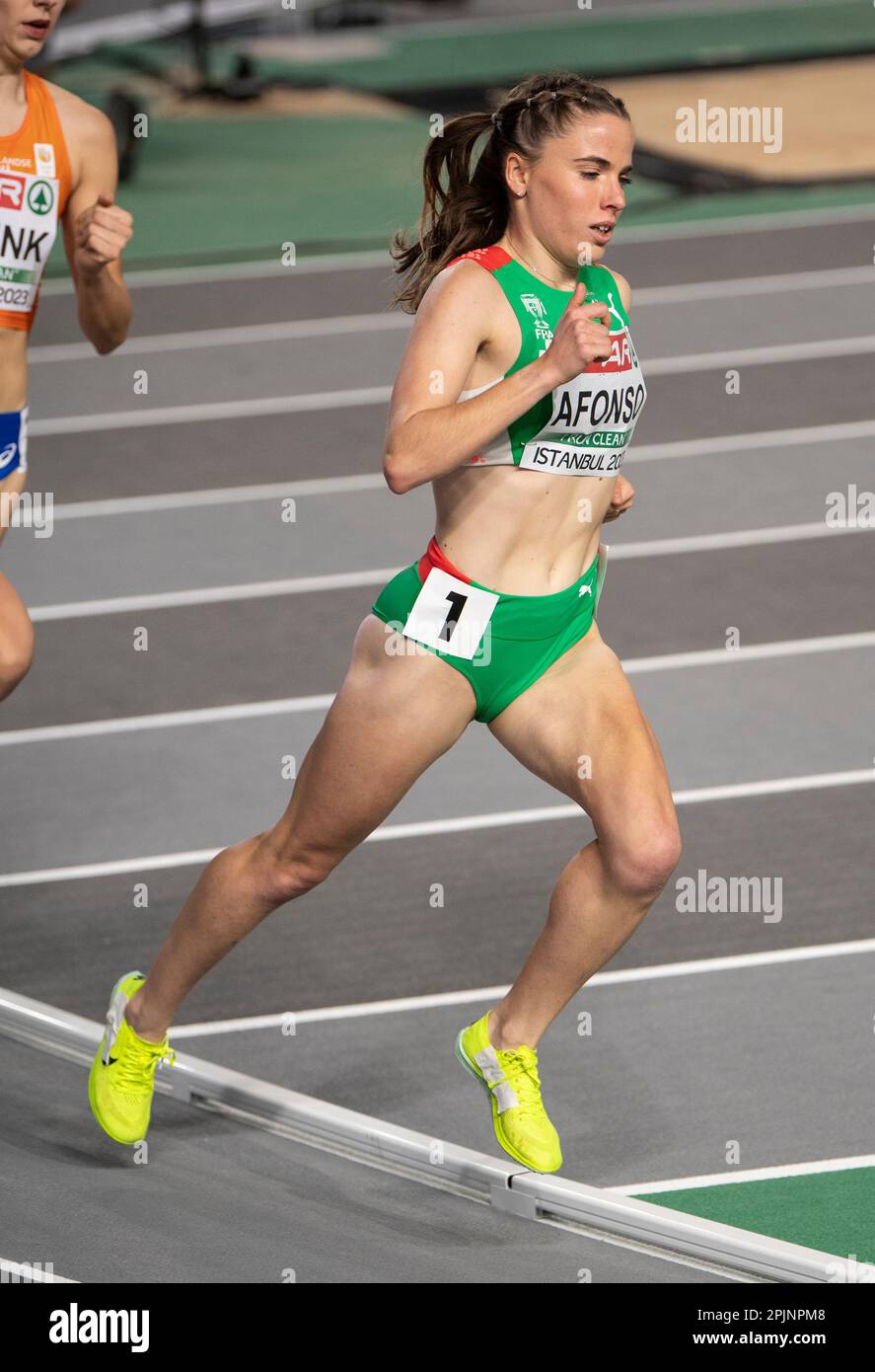 Salomé Afonso of Portugal competing in the women’s 1500m heats at the European Indoor Athletics ...