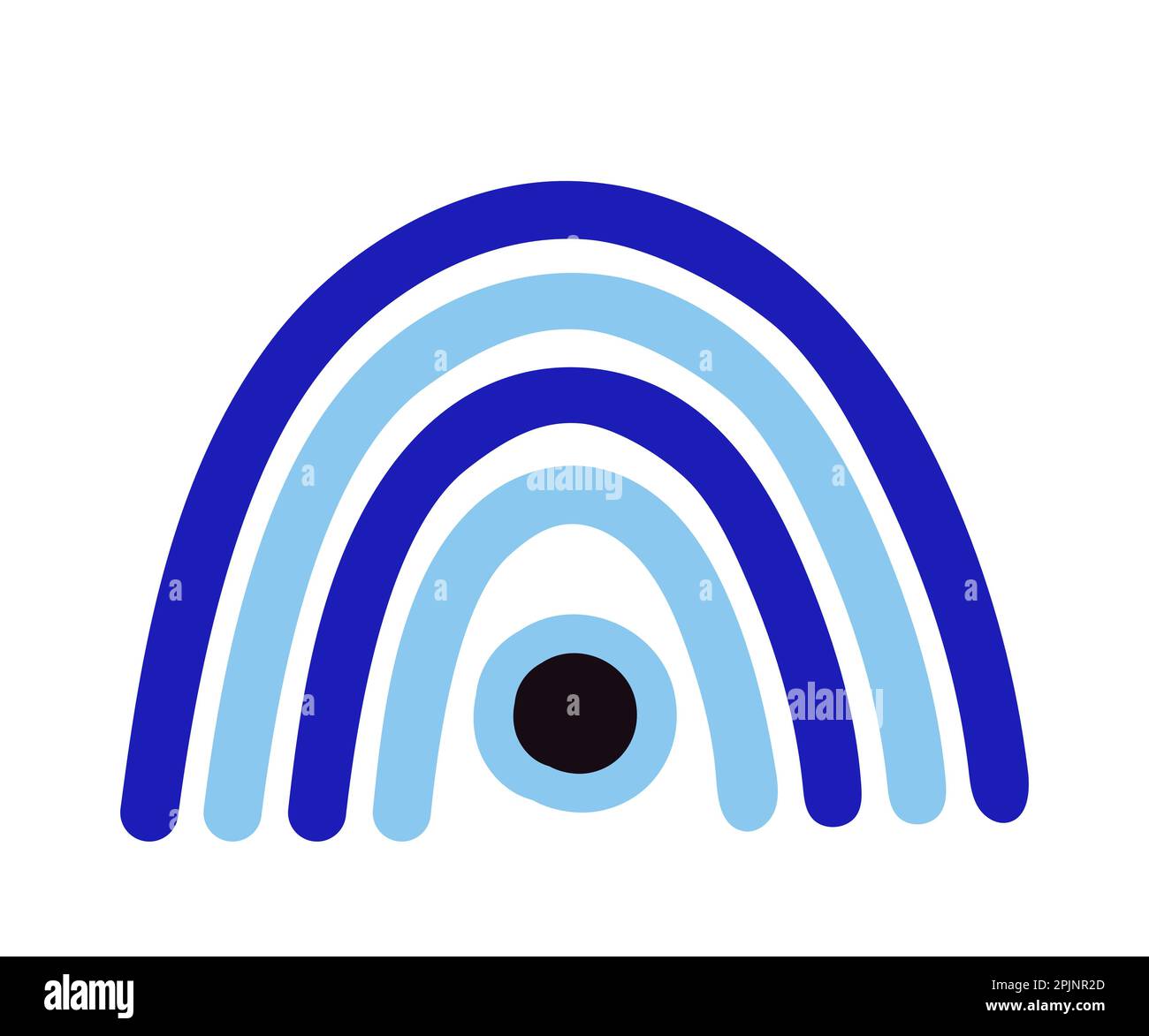 Boho or bohemian blue rainbow. Hand drawn rainbow. Evil eye amulet ...