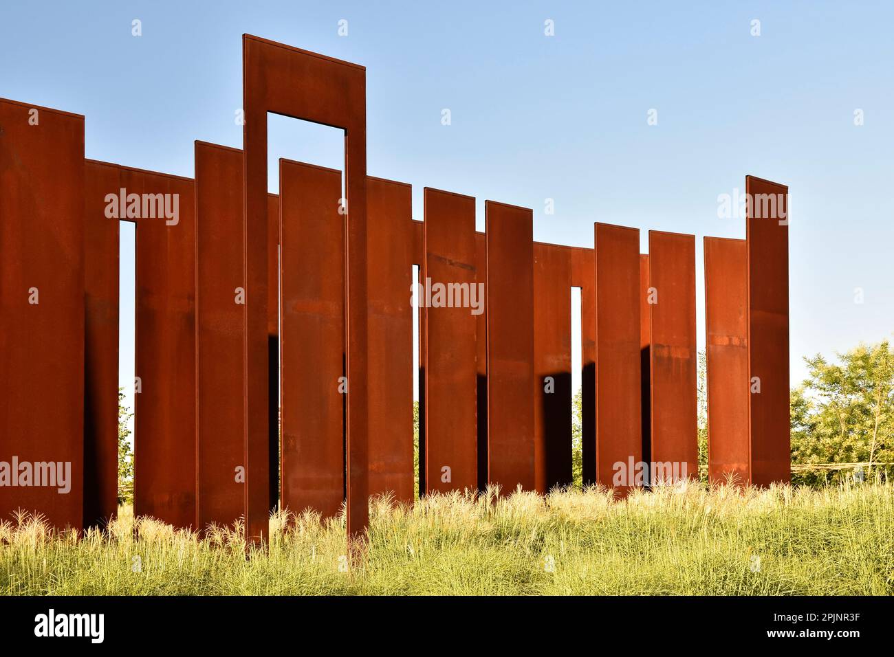 Milan Italy, La Sequenza (Sequence) steel artwork by Italian sculptor ...