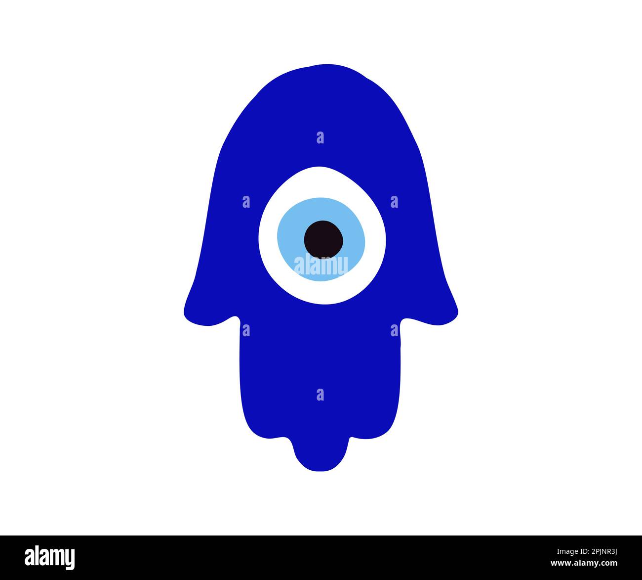 Blue glass hamsa or khamsa hand with turkish nazar, greek amulet. Blue ...