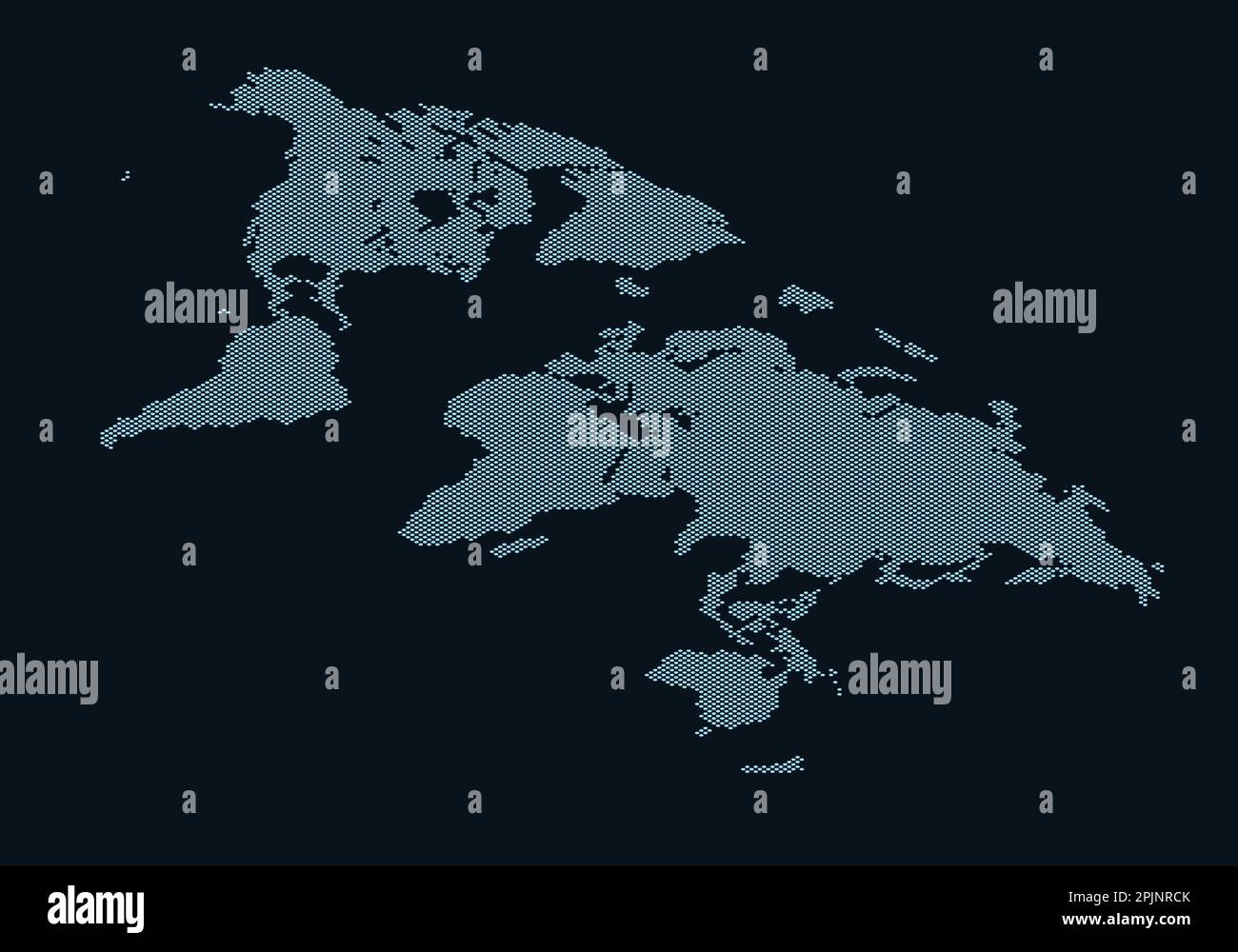 Isometric dotted earth map. World map formed by dots. Global map with ...