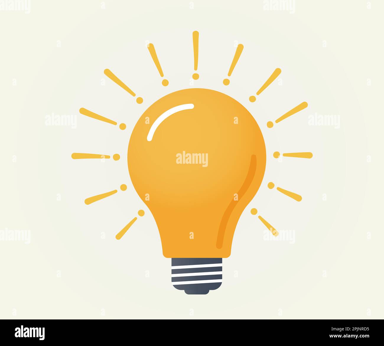 Yellow lightbulb, lamp with exclamation marks around the lamp. Light ...
