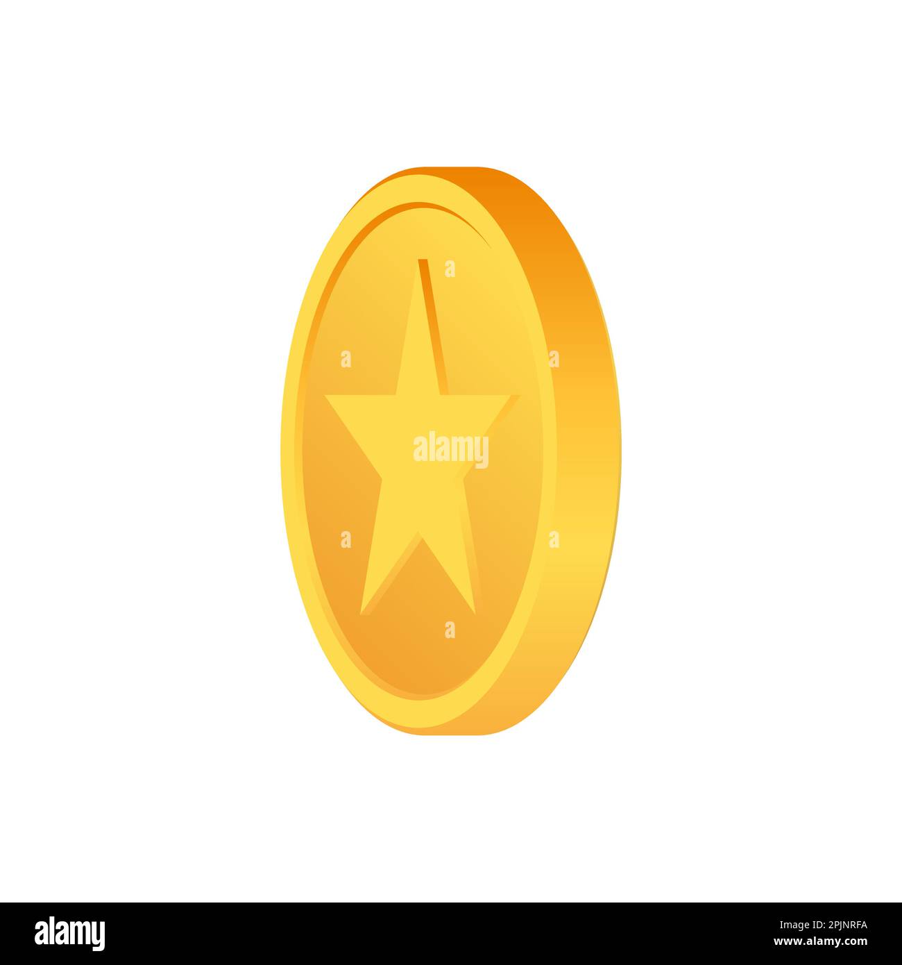 Rotating gold coins with star sign. Award coins. Golden money set ...