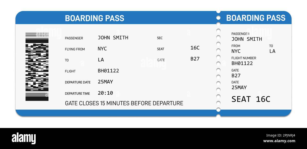 Boarding pass template. Airline ticket. Plane ticket. Realistic airline ...