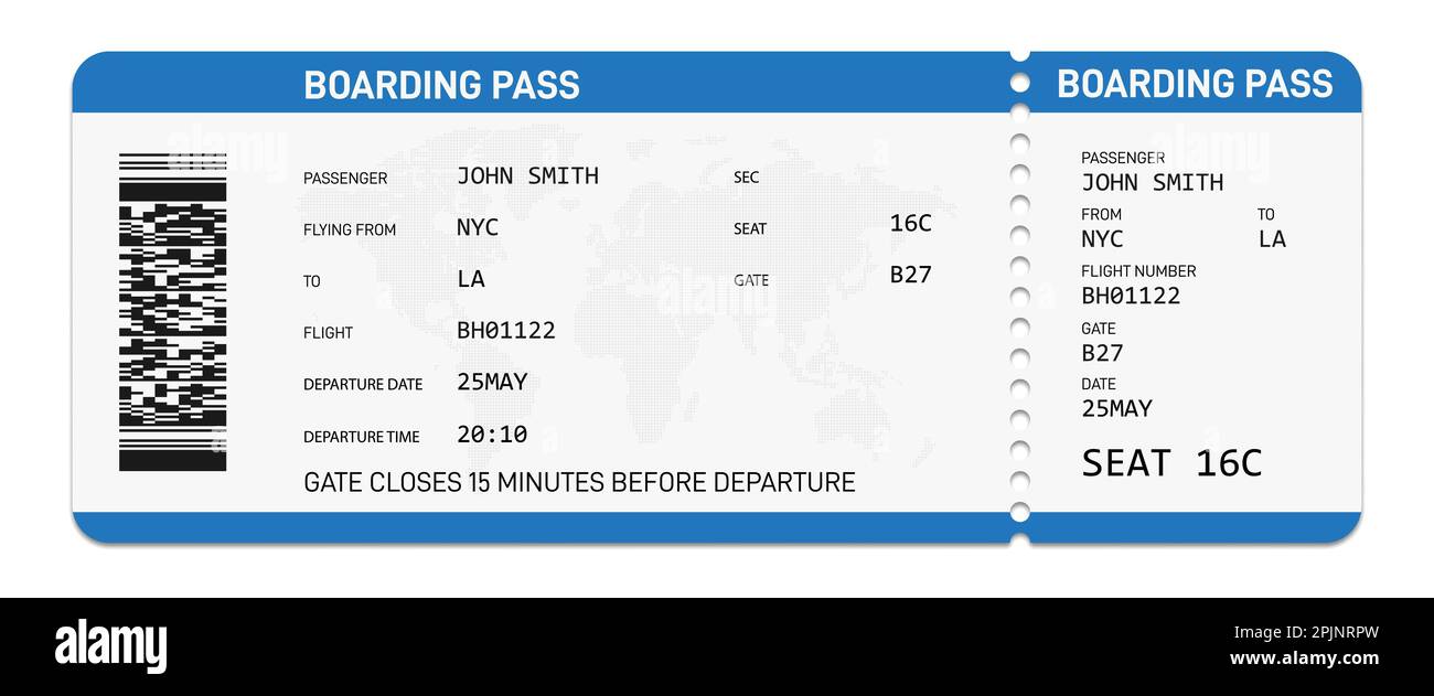 Boarding pass template. Airline ticket. Plane ticket. Realistic airline ...