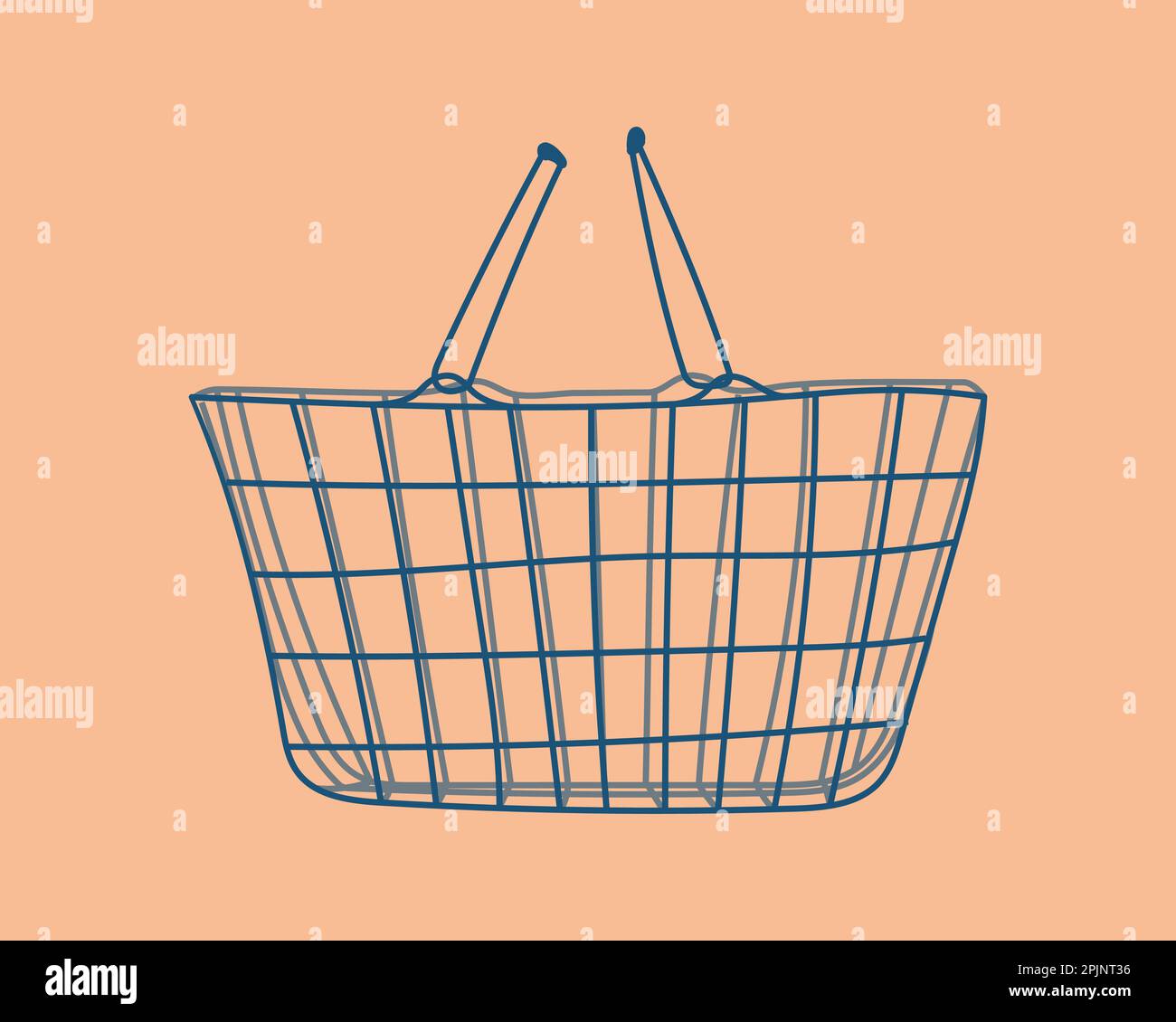 Shopping basket in hand drawn outline style. Applicable for store ...