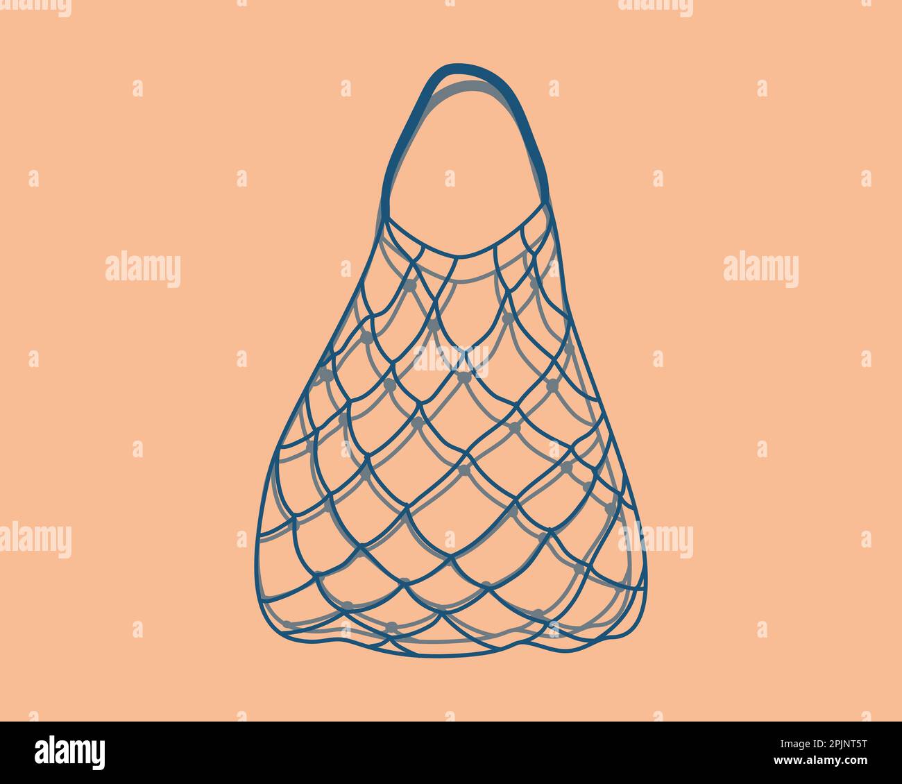 Net bag or mesh bag in hand drawn outline style. Applicable for store ...