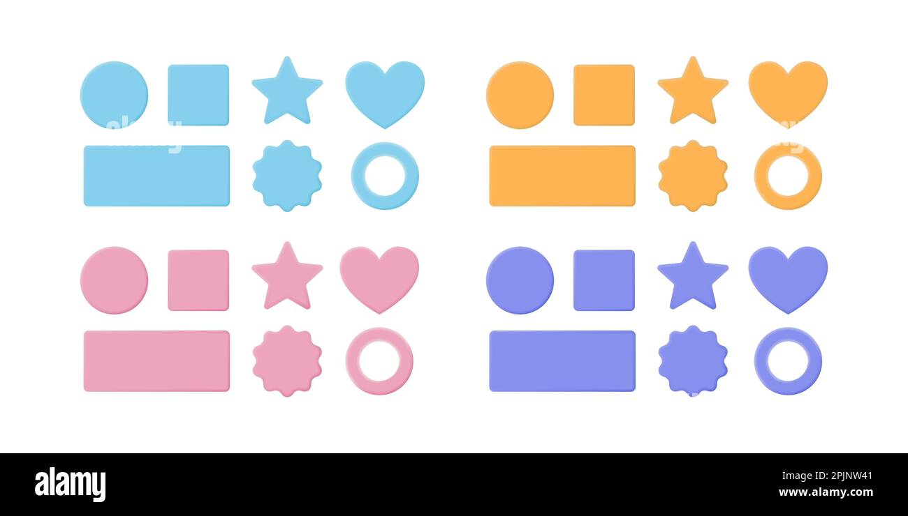 Set of basic shapes for 3d ui. Shapes collection like square, star ...