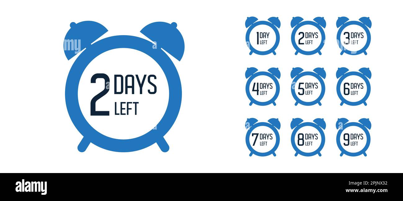 Days countdown banner. Web banner with alarm clock, numbers and days ...