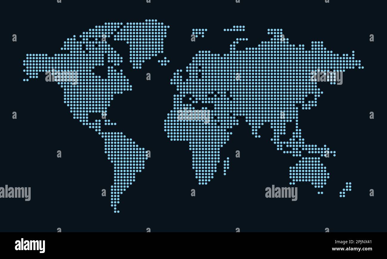 Dotted earth map. World map formed by dots. Global map with continents ...