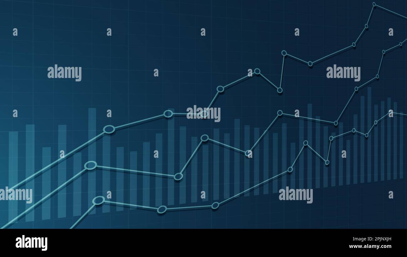 Financial chart or graph. Perspective illustration. Rising stock market ...