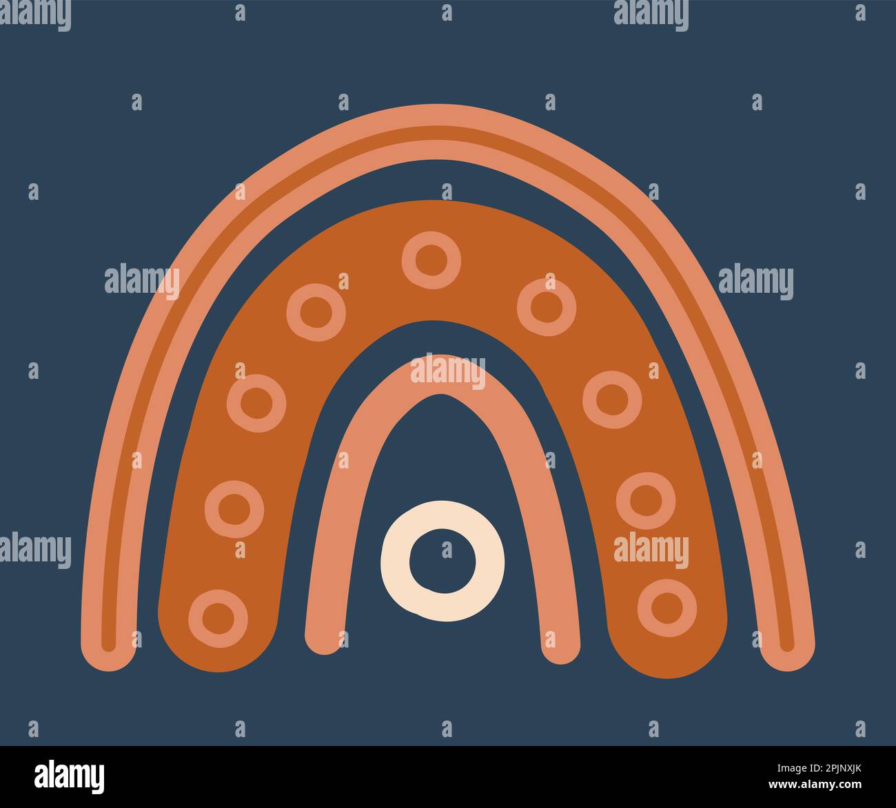 Boho or bohemian blue rainbow. Hand drawn rainbow. Bohemian element ...