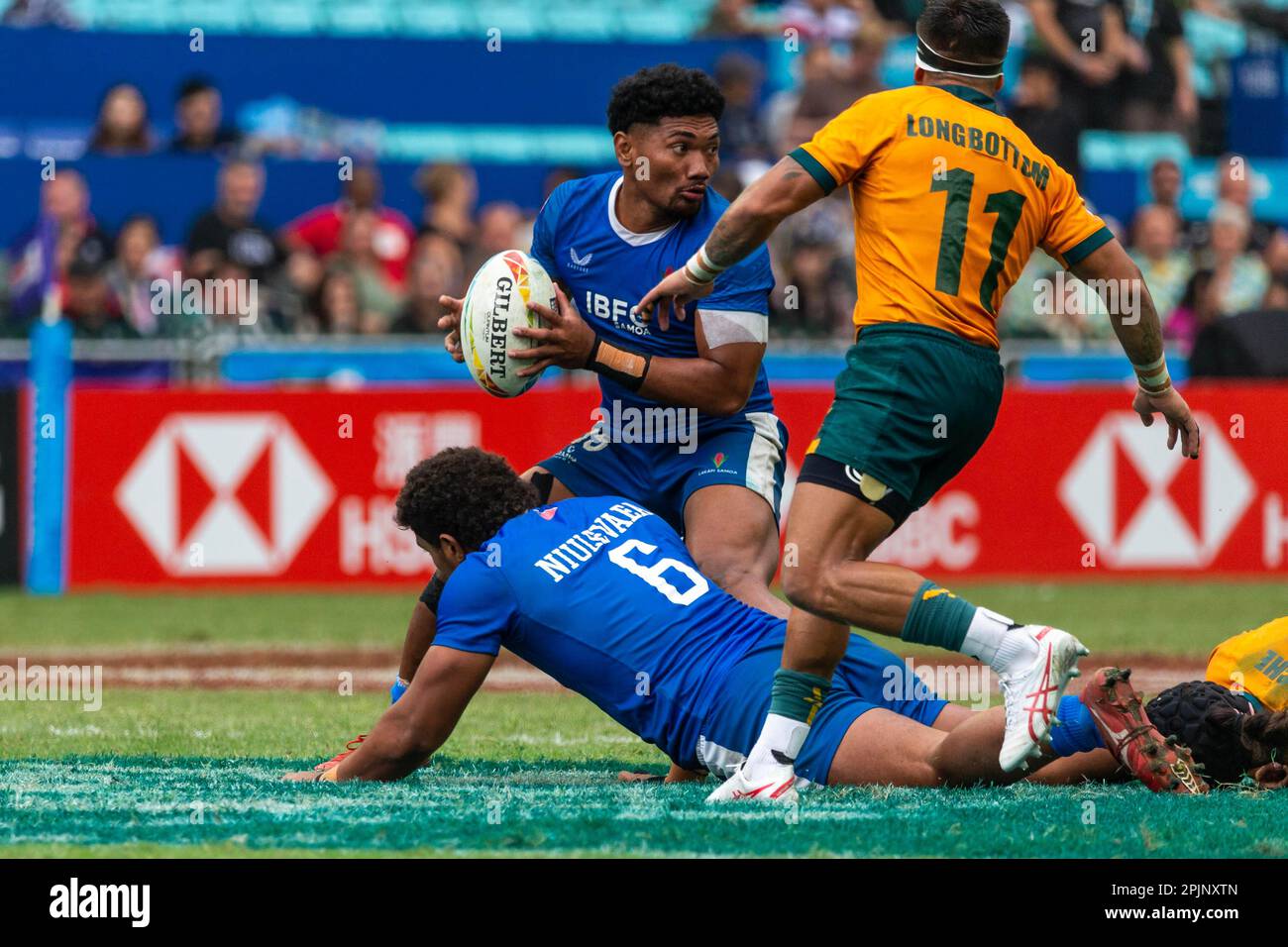 Hong Kong, China. 02nd Apr, 2023. Faafoi Falaniko (#15) of Team Samoa ...