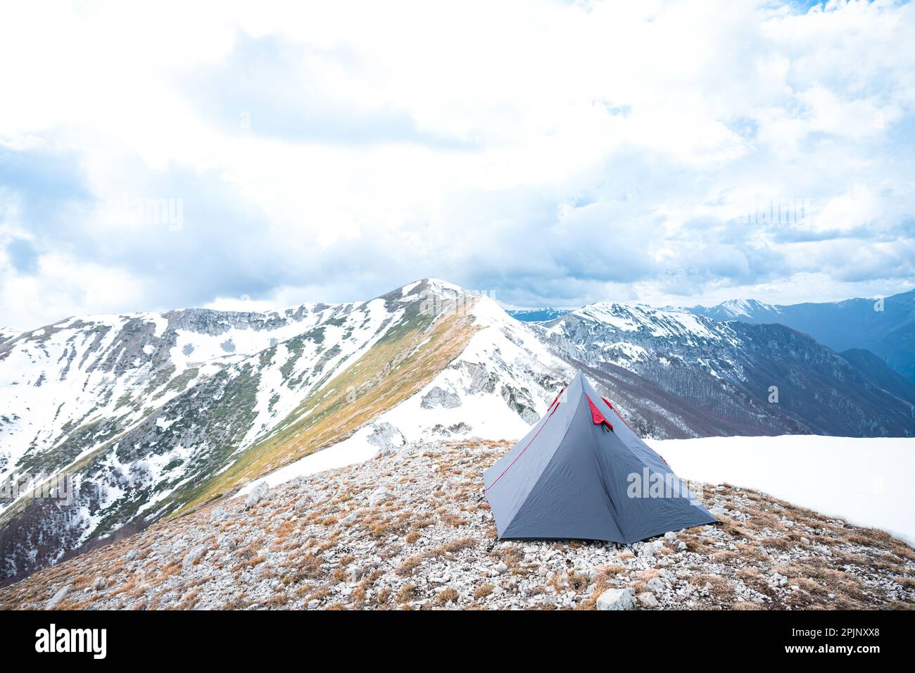 (Selective focus) Stunning view of a camping tent placed on the top of ...