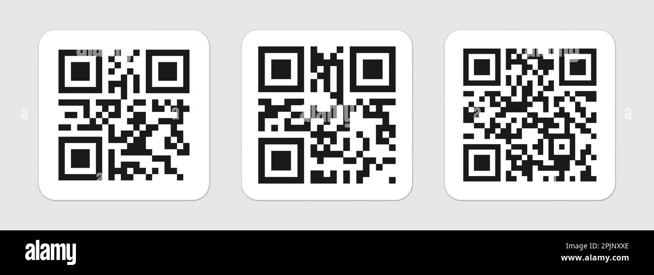 QR Code realistic sticker. 2D code pattern on isolated background. Vector illustration Stock ...